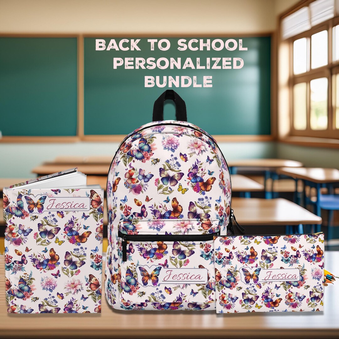 Personalized Back-to-school Bundle – Butterfly Backpack, Notebook ...