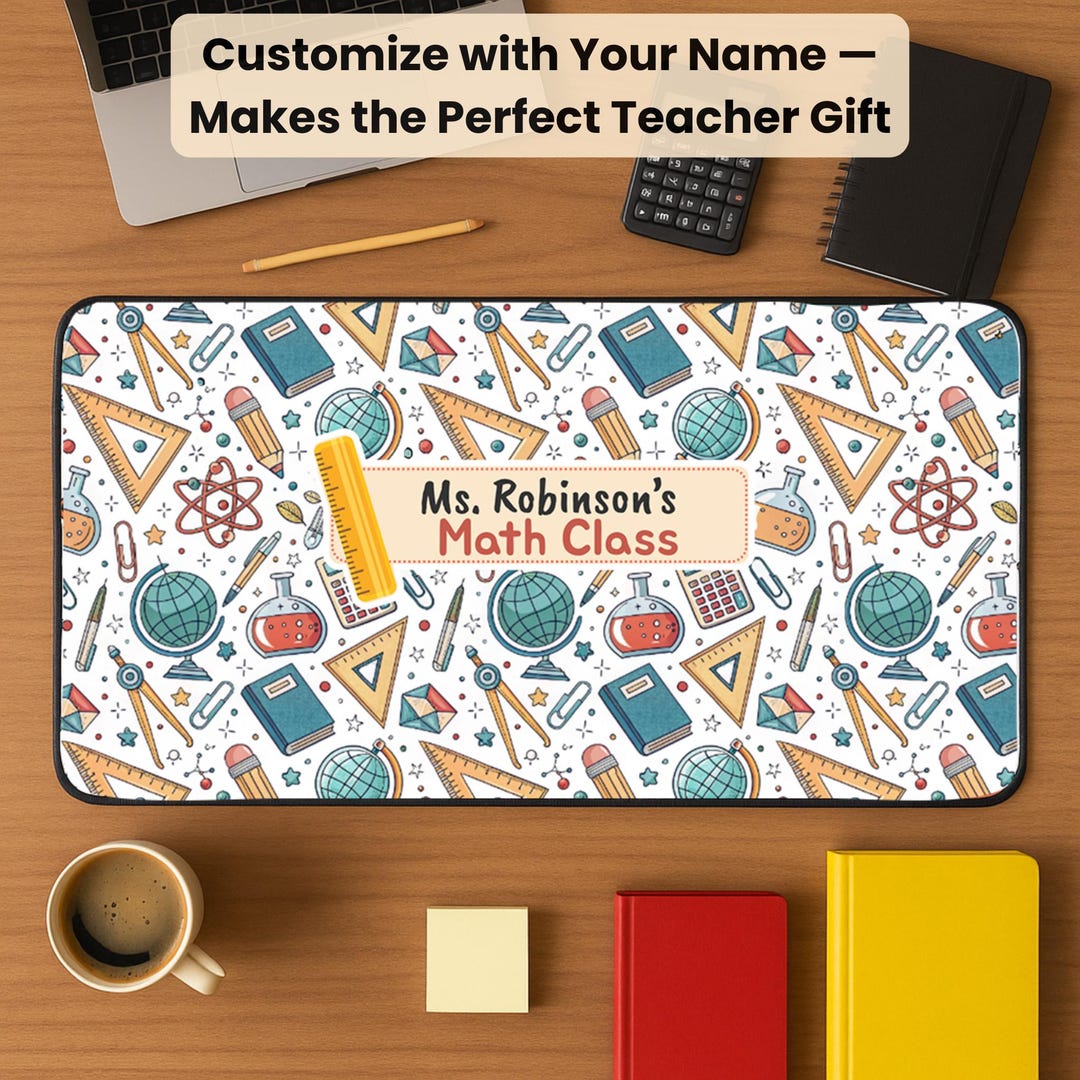 Personalized Teacher Desk Mat for Classroom, Math Class Desk Pad ...