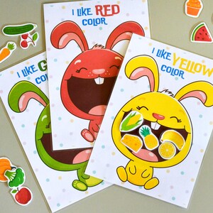 Feed the Rabbit Color Sorting Game: Toddler Preschool Activity (PDF ...