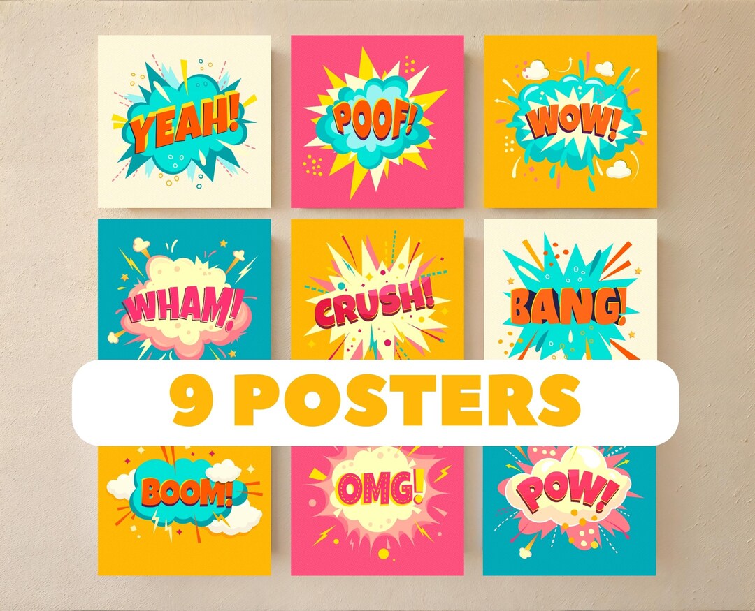 Set of 9 Vibrant Modern Digital Posters – Instant Download Printable ...