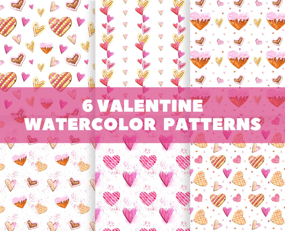 Sweet Treats Pattern Set Cute Valentine's Day Cookies, Hearts, and ...