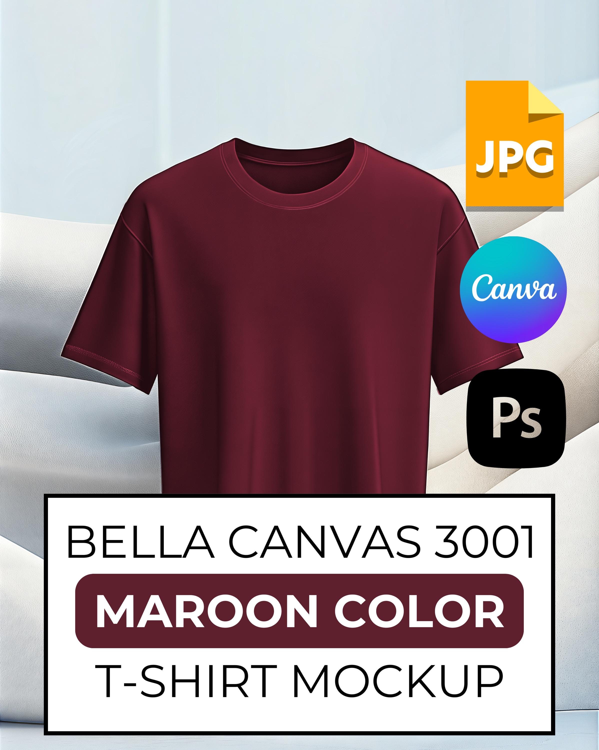 Bella Canvas 3001 Maroon Color T-shirt Mockup, Bella Canvas Unisex T ...