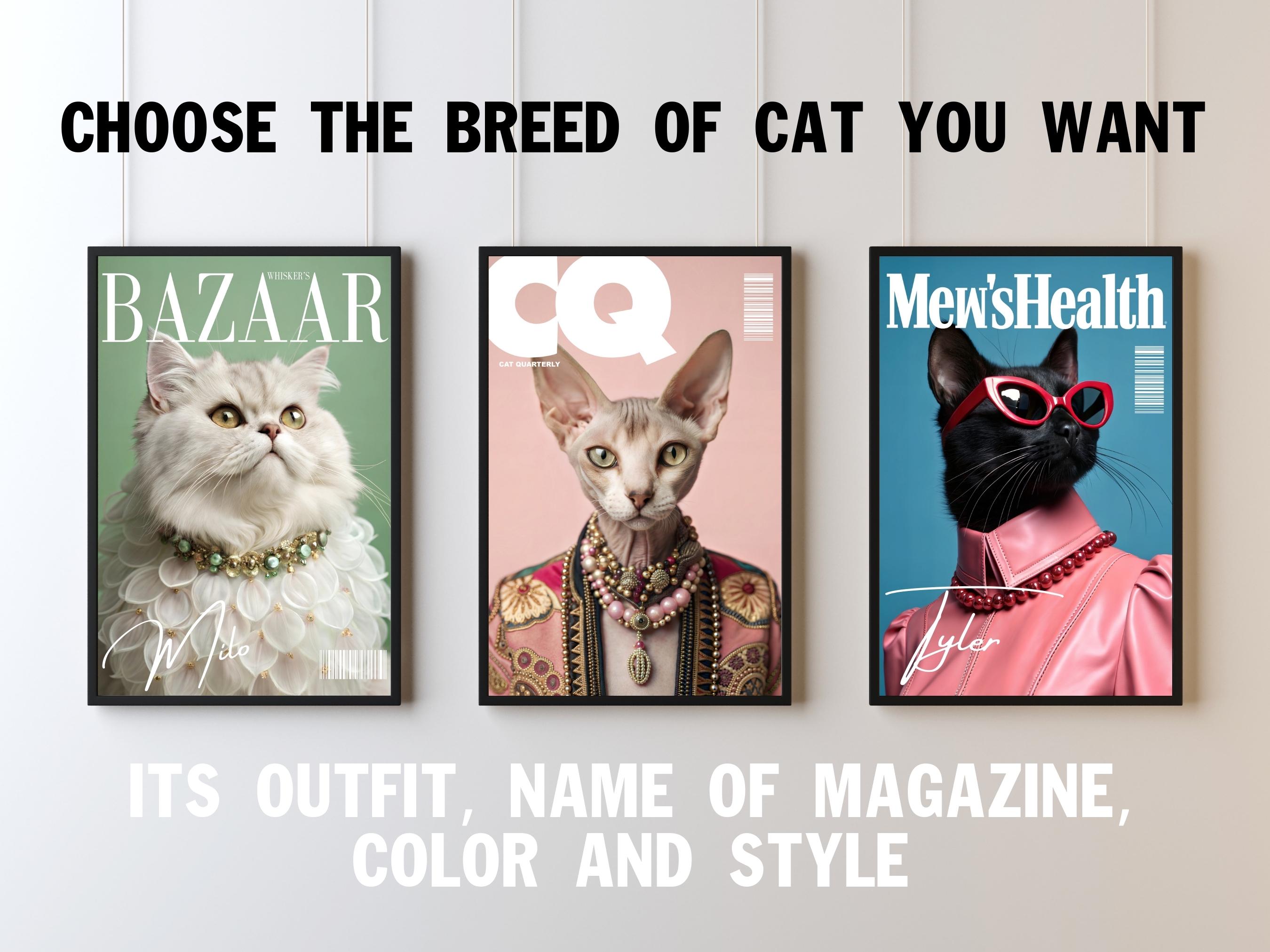 Custom Cat Magazine Cover Poster – Personalized Wall Art for Cat Lovers ...