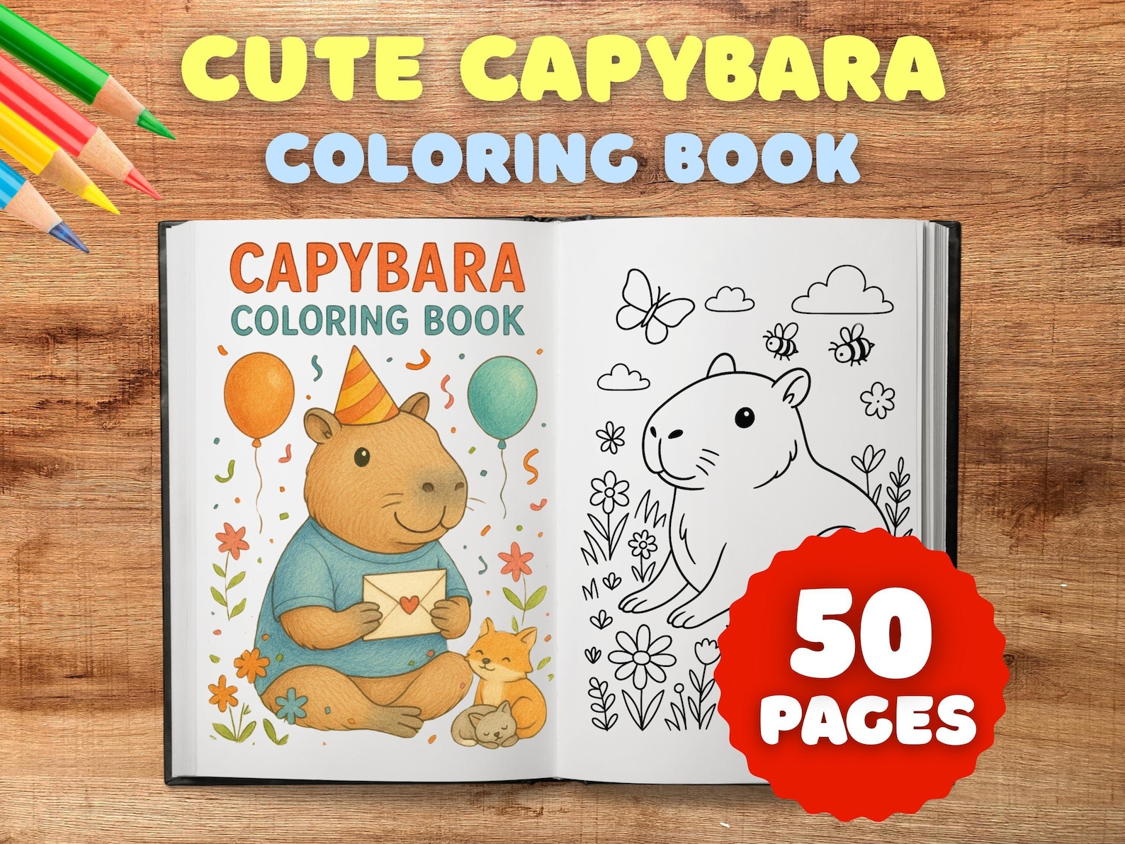 Cute Capybara Coloring Pages – 50 Fun Printable Sheets for Kids ...