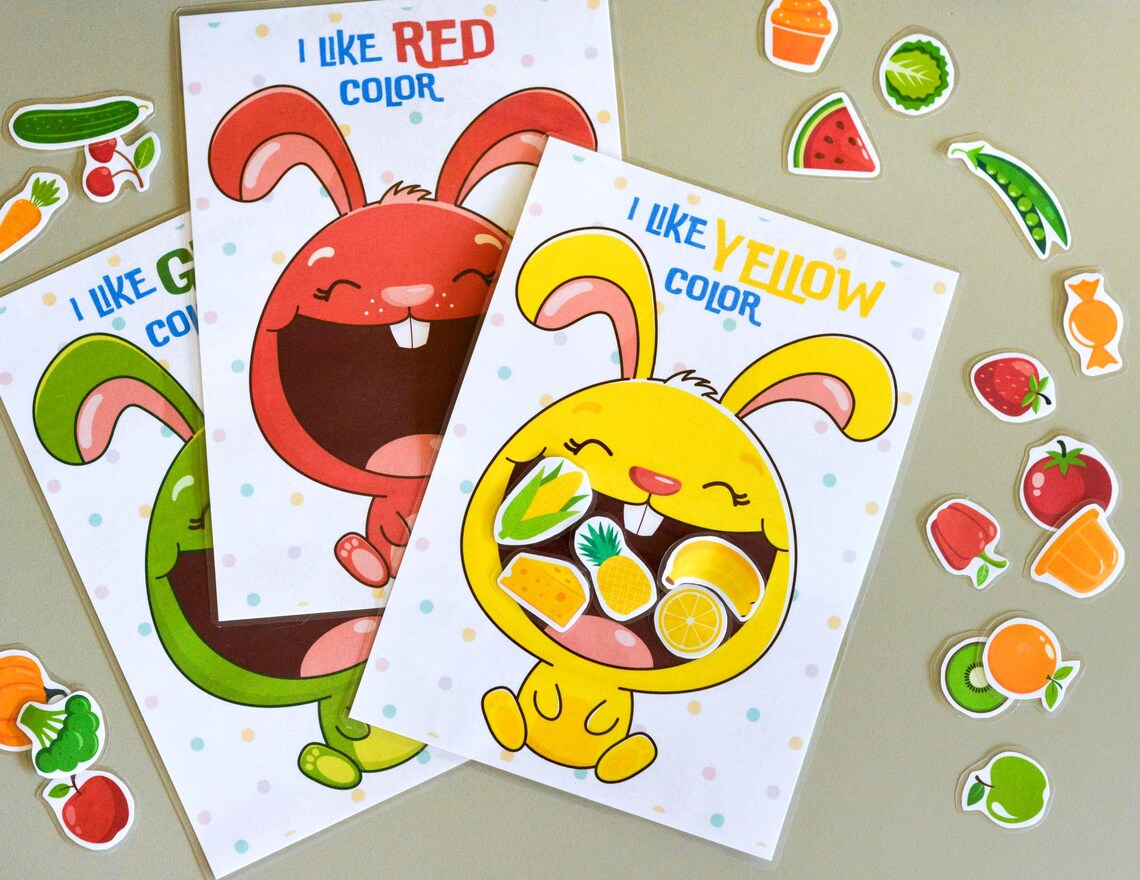 Feed the Rabbit Color Sorting Game: Toddler Preschool Activity (PDF ...