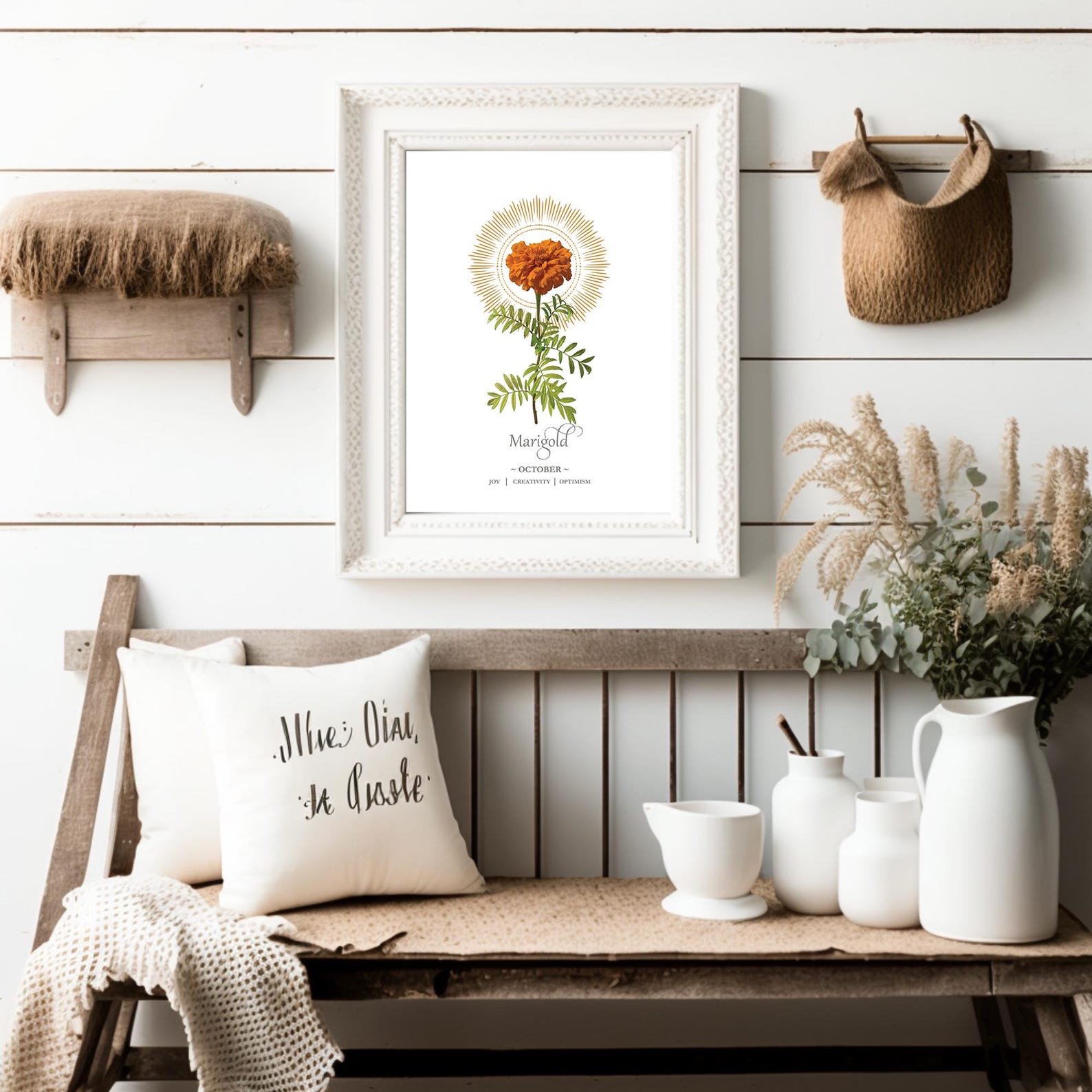 October Birth Flower Art: Marigold Print (digital Download) - Etsy