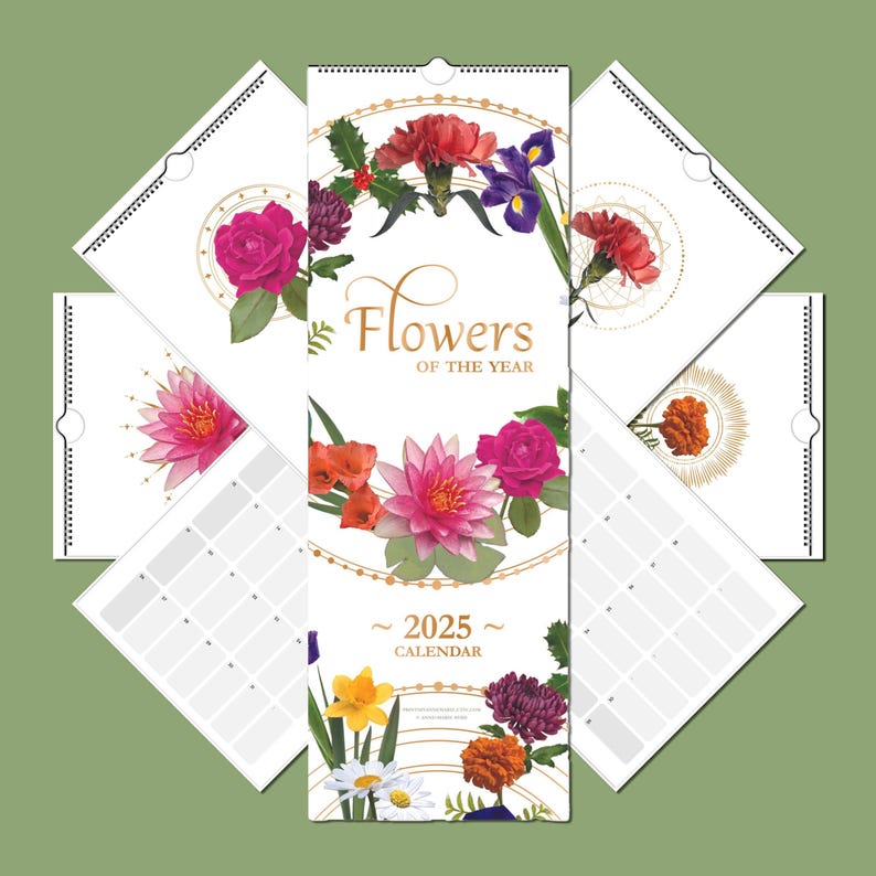 2025 Wall Calendar Flowers of the Year 12 Month Botanical Calendar ...
