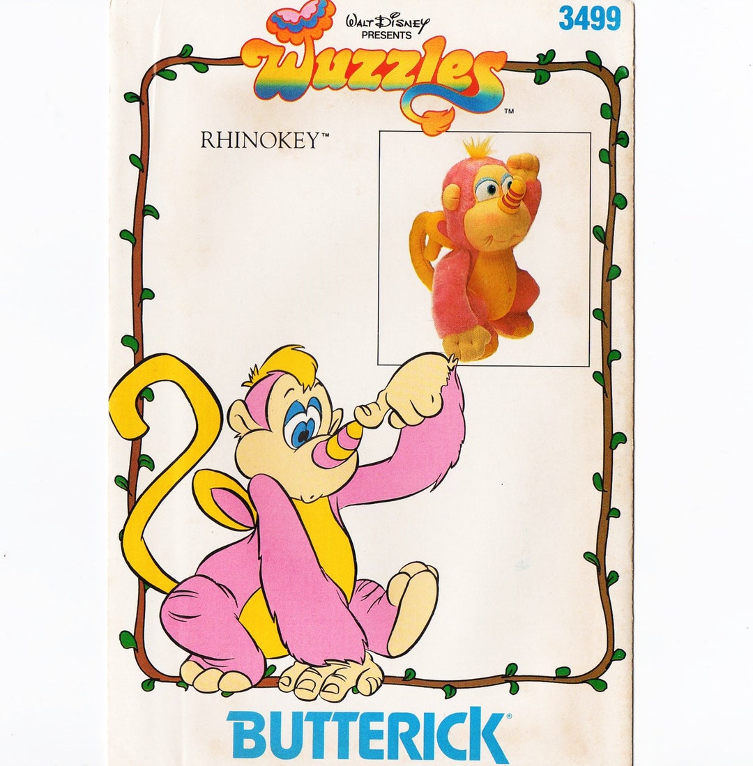 Butterick 3499 Rhinokey Wuzzles 80s Vintage Sewing Pattern Uncut 13 ...