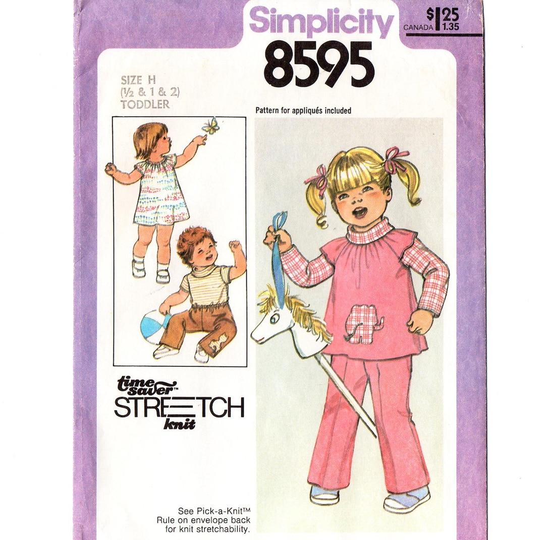 Simplicity 8595 Girls Dress Top Tunic Pants 70s Vintage Sewing Pattern ...