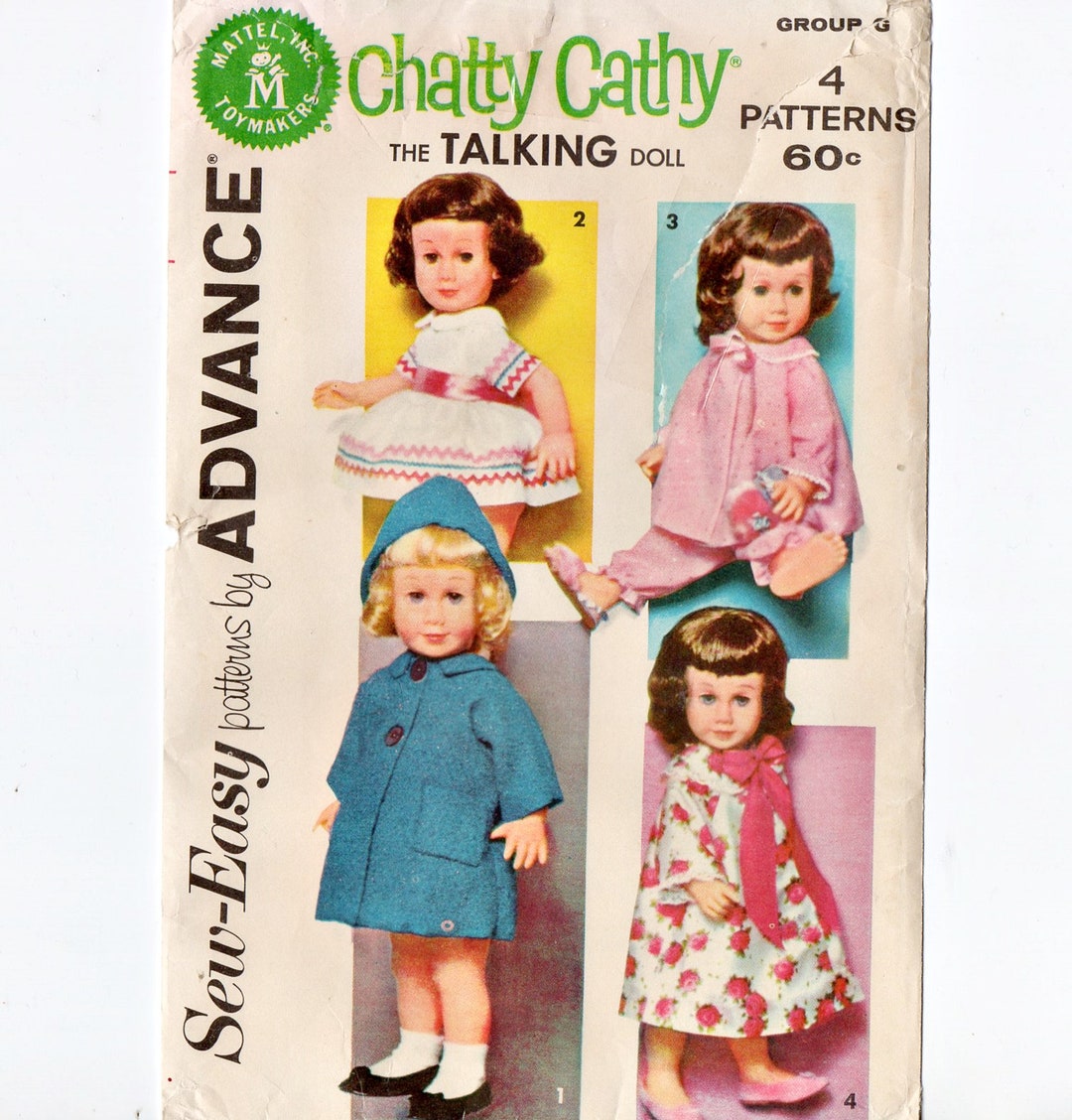 Advance Group G Chatty Cathy Doll Clothes 60s Vintage Sewing Pattern ...