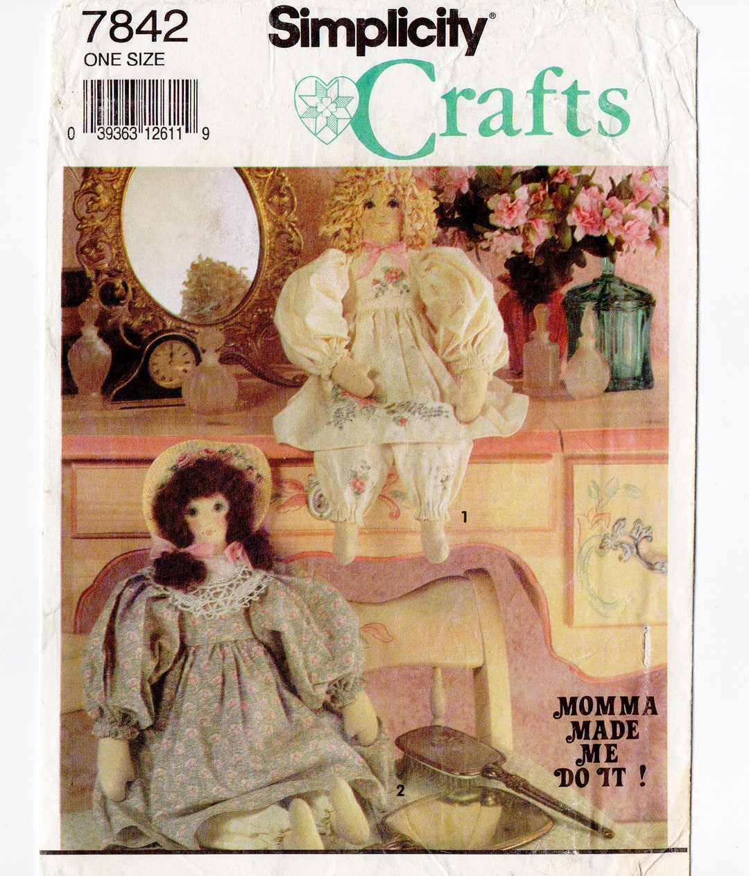 Simplicity 7842 Stuffed Doll and Clothes 90s Vintage Sewing Pattern ...