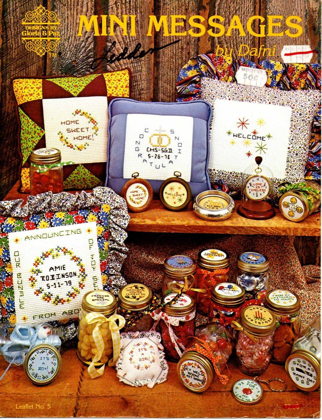 Mini Messages Cross Stitch Pattern Leaflet 1979 Gloria & Pat 18 Designs ...