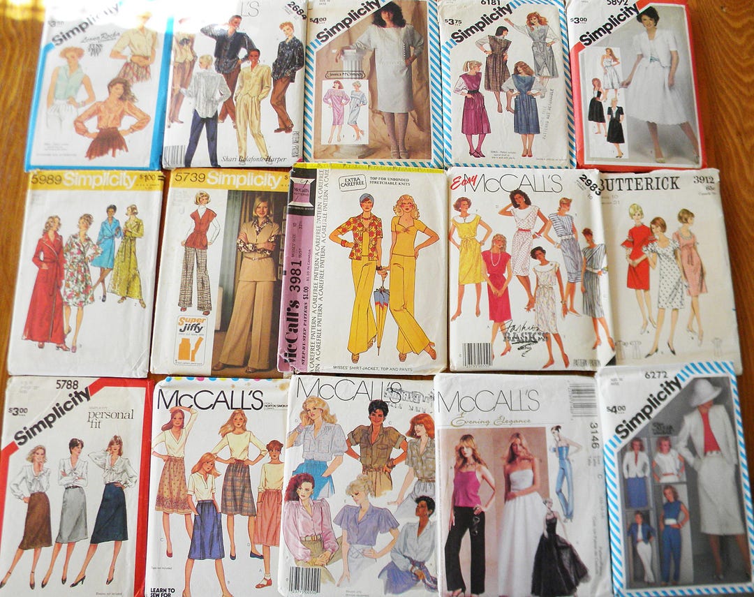 Vintage Sewing Patterns Women Size 10, Lot of 15, 1970's - Now, Bust 32 ...