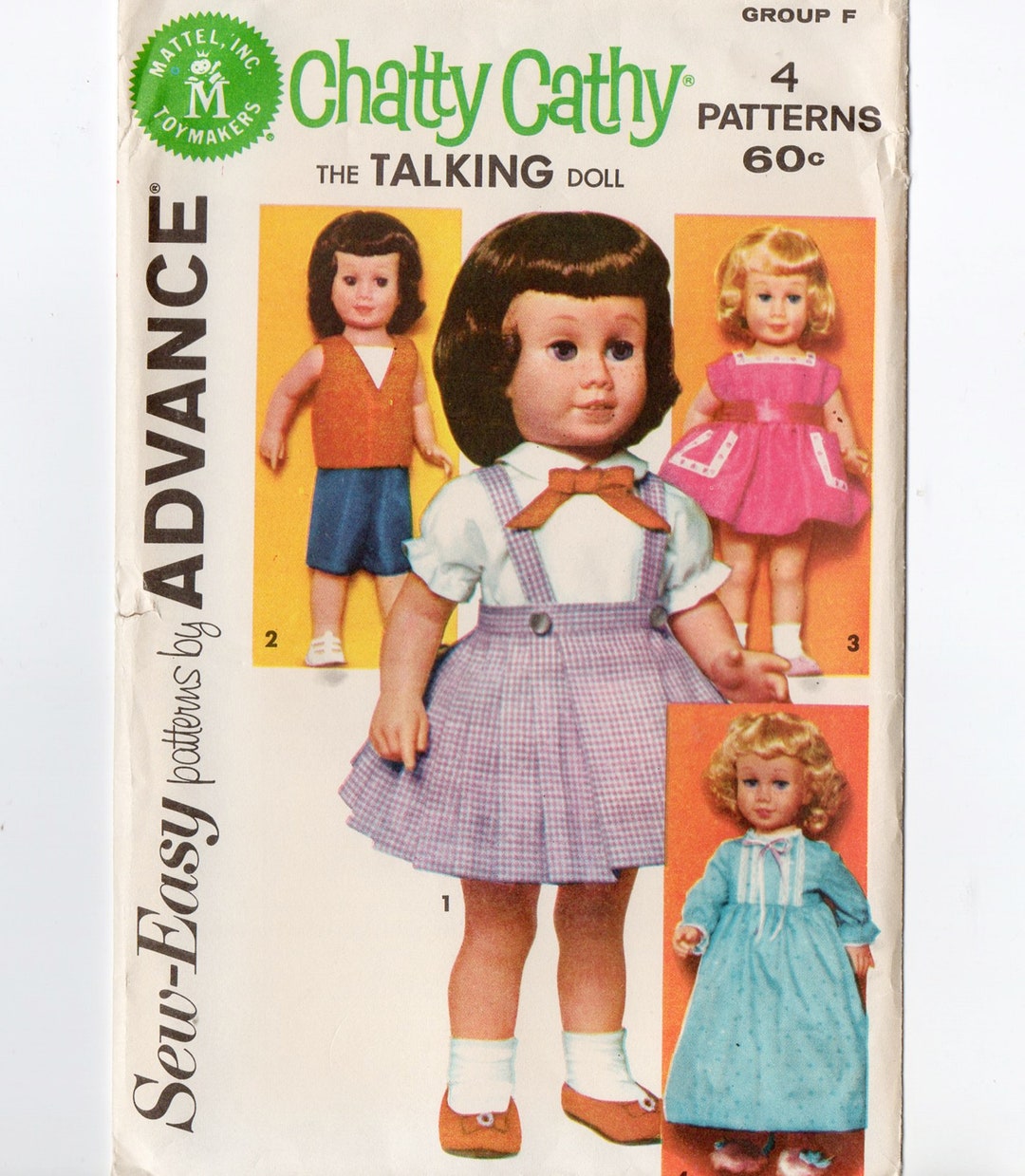 Advance Group F Chatty Cathy Doll Clothes 60s Vintage Sewing Pattern ...