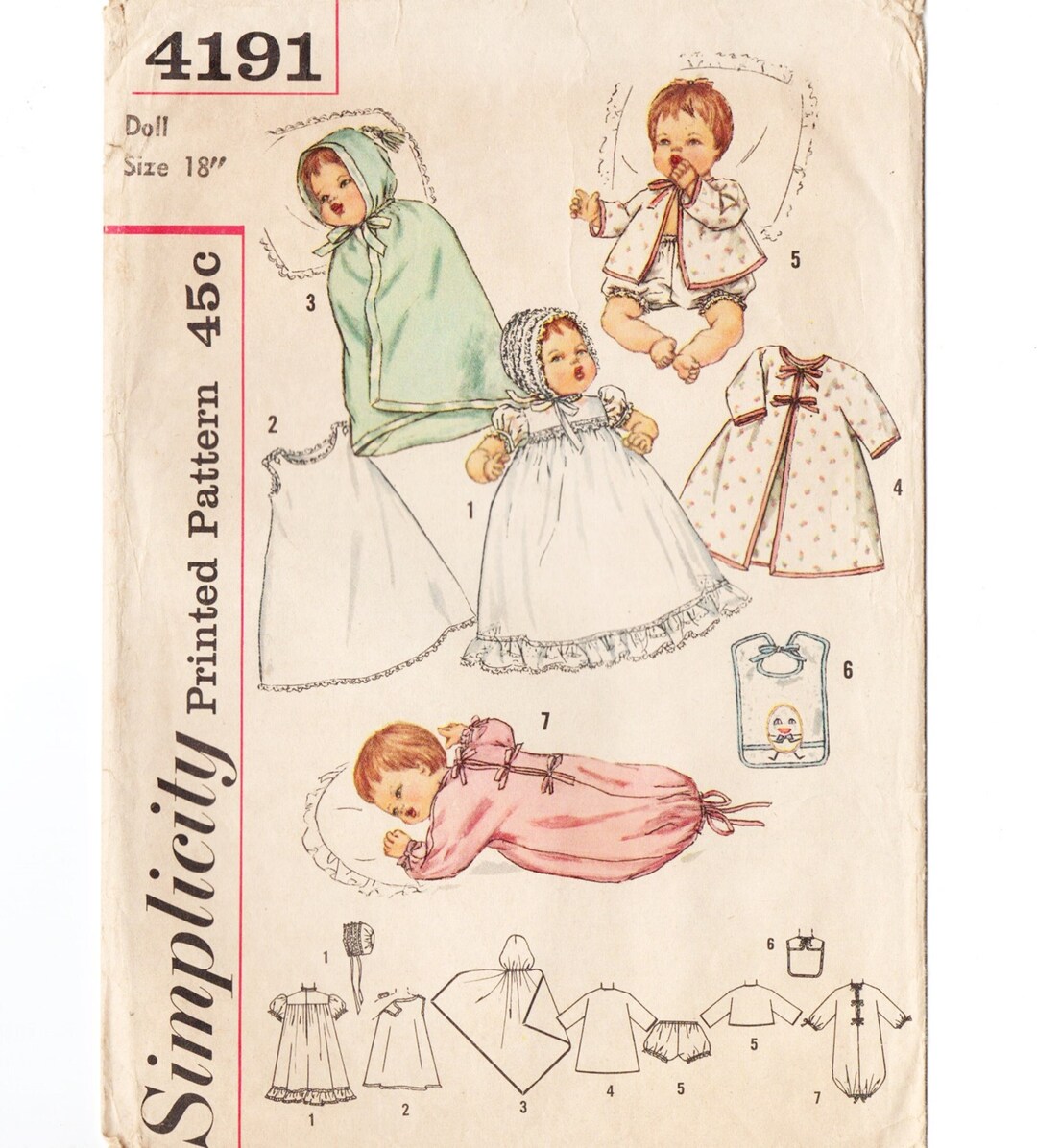 Simplicity 4191 18 Baby Doll Layette 60s Vintage Sewing Pattern ...