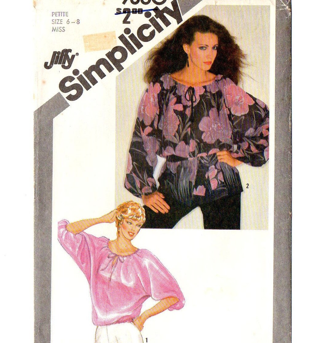 Simplicity 9860 Misses Loose Tunic, Top 80s Vintage Sewing Pattern ...