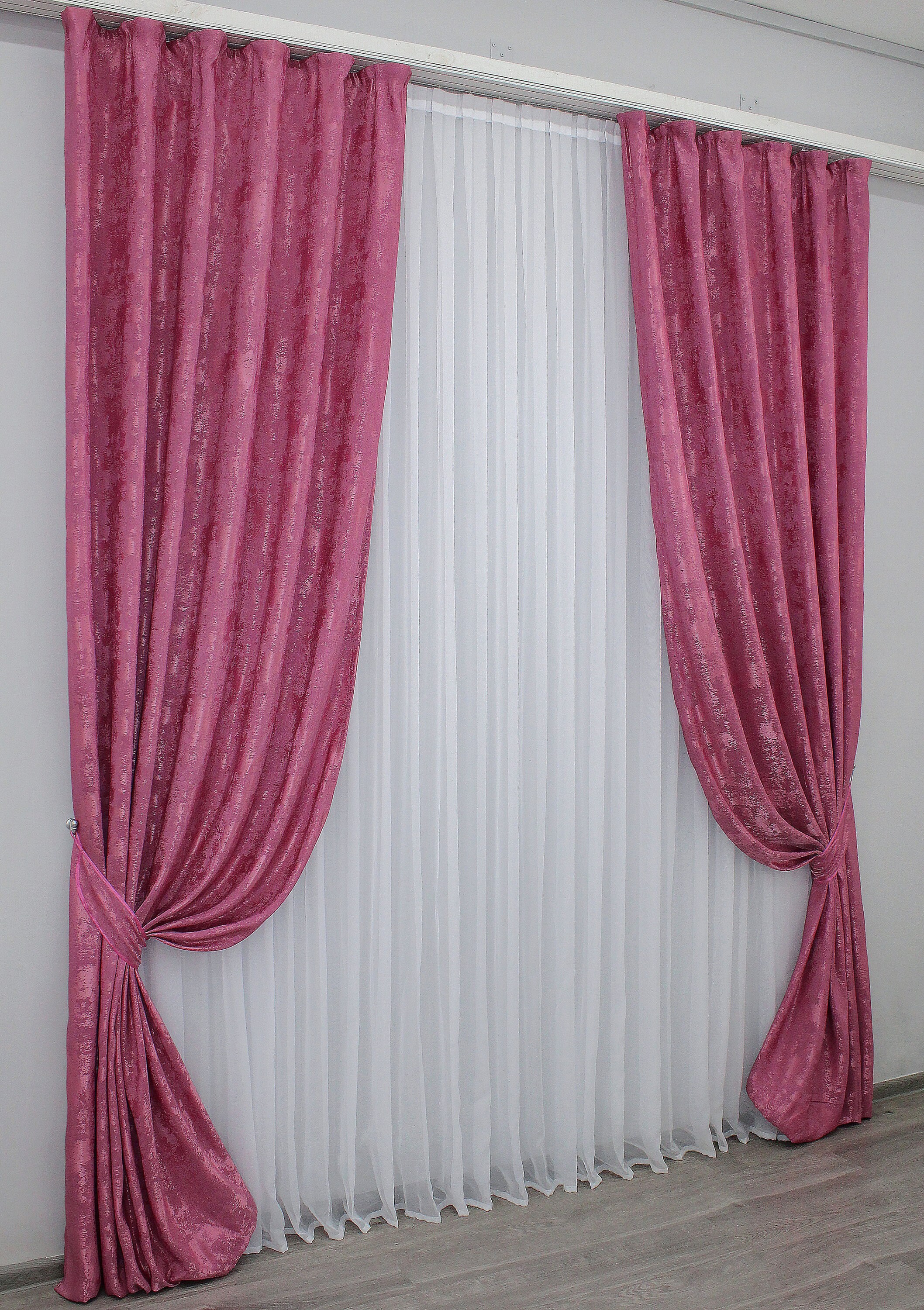 Jacquard Living Room Curtains, Custom Made Raspberry Panels, Long ...
