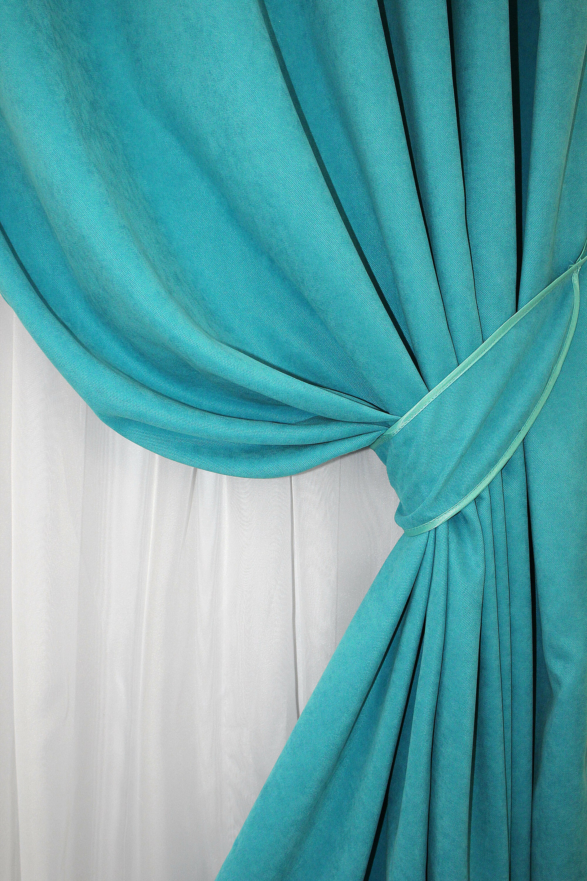 Handmade Turquoise Velvet Curtains, Set of Two Panels, Luxury Drapes ...