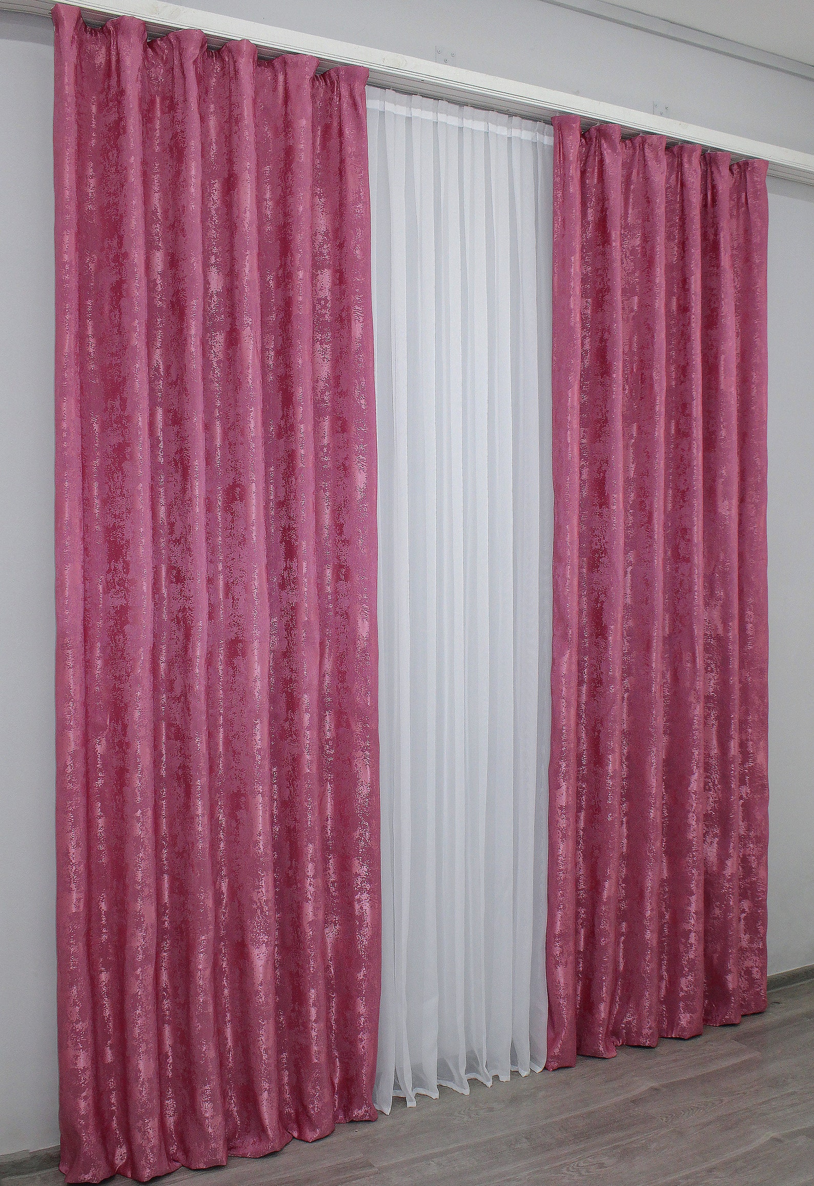 Jacquard Living Room Curtains, Custom Made Raspberry Panels, Long ...