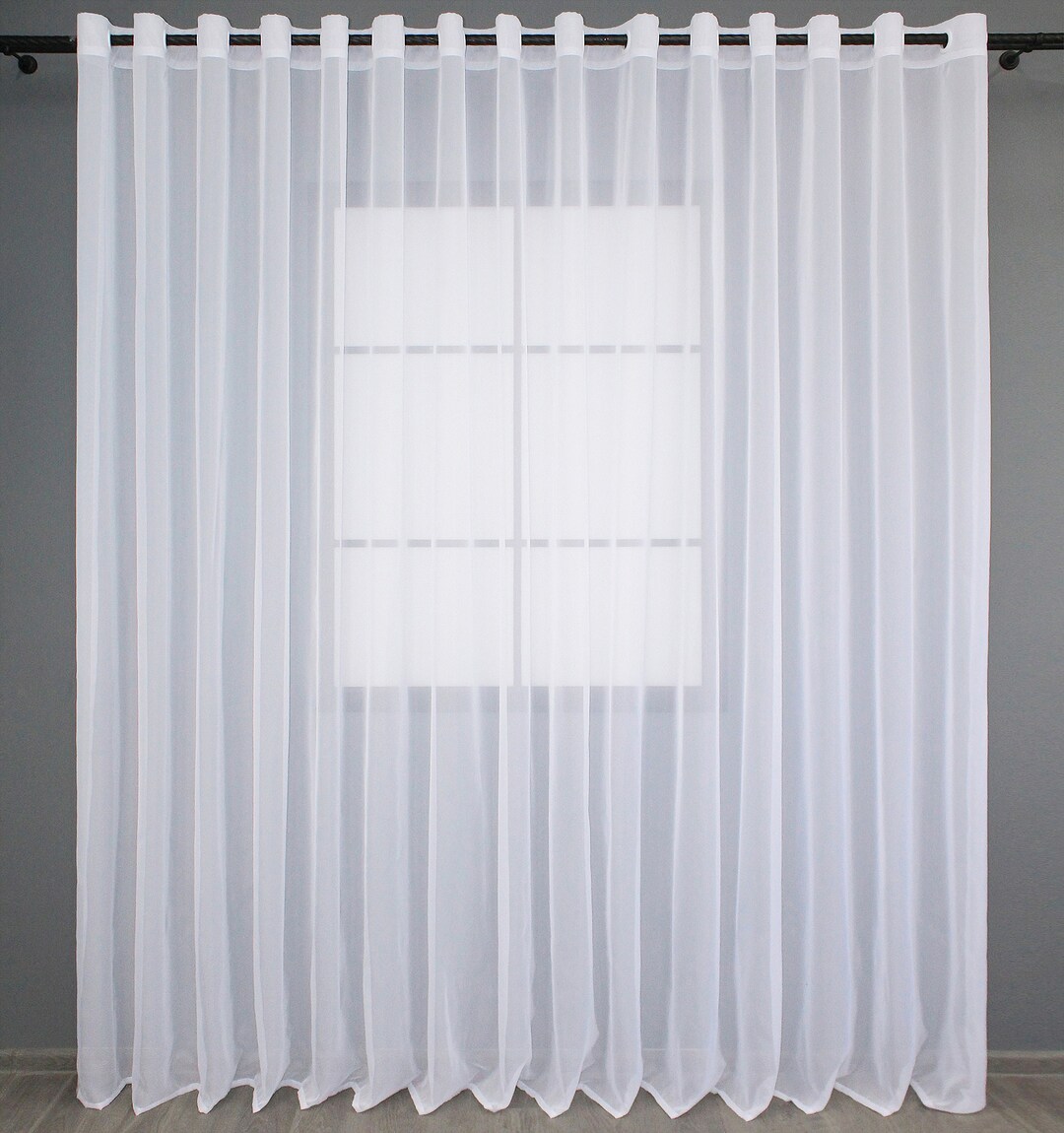 White Grommet Sheer Curtains, Look Tulle Panels, Modern Window Drapes ...