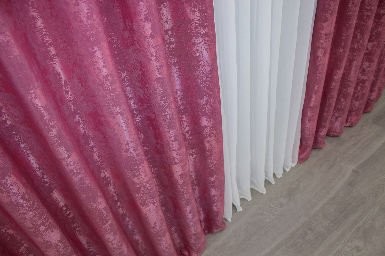 Jacquard Living Room Curtains, Custom Made Raspberry Panels, Long ...