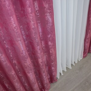 Jacquard Living Room Curtains, Custom Made Raspberry Panels, Long ...
