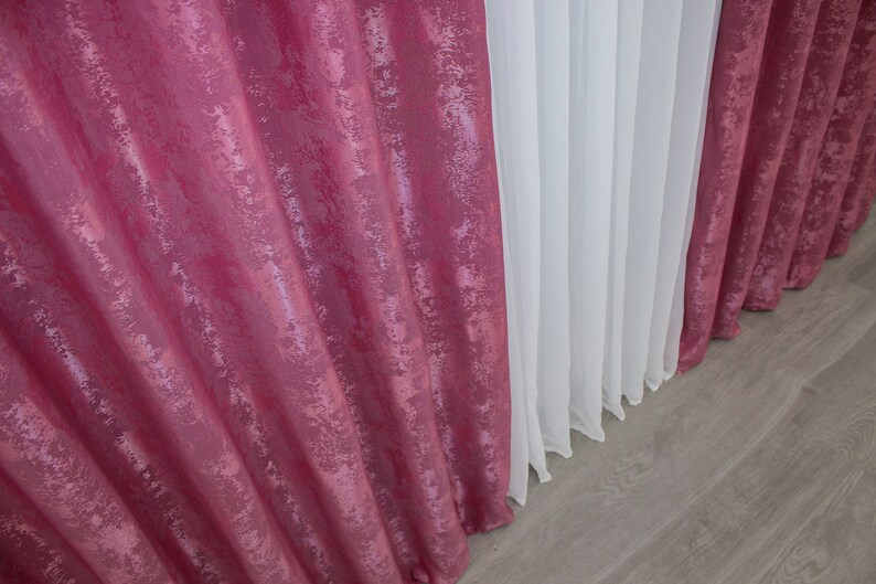 Jacquard Living Room Curtains, Custom Made Raspberry Panels, Long ...
