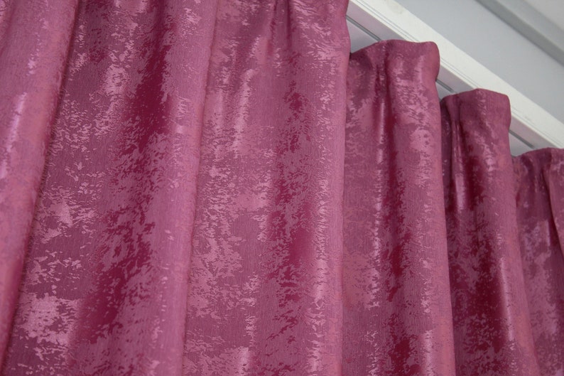 Jacquard Living Room Curtains, Custom Made Raspberry Panels, Long ...