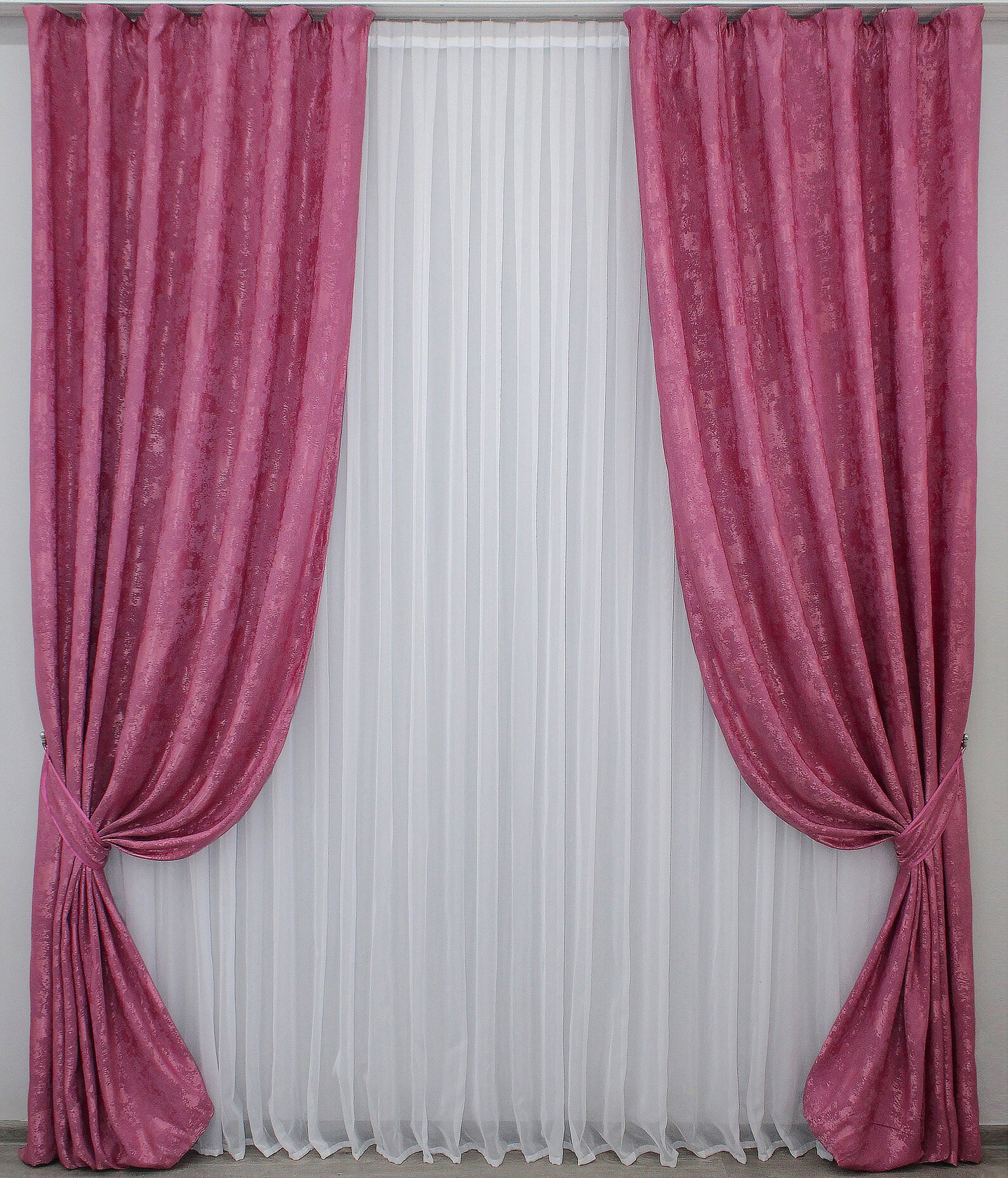 Jacquard Living Room Curtains, Custom Made Raspberry Panels, Long ...