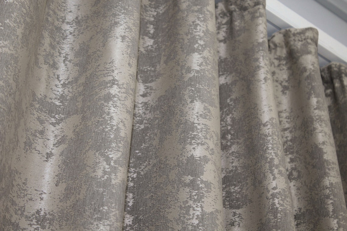 Coffee-gray Color Jacquard Curtains, Luxury Designer Panel for Bedroom ...