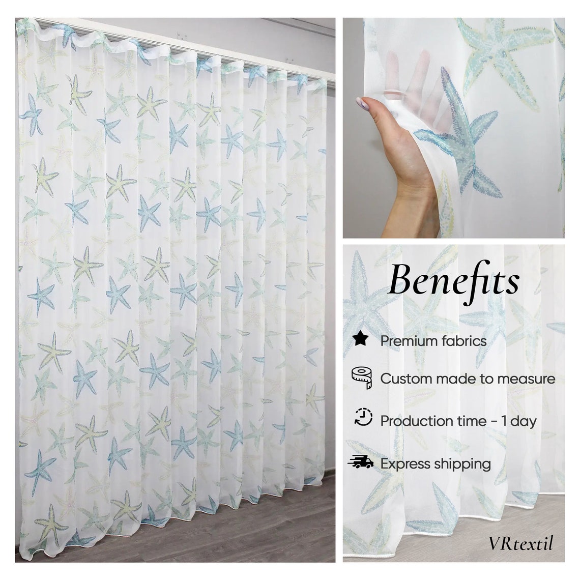 Sheer Chiffon Curtain Panels, Transparent Window Covering, Airy Sheer ...