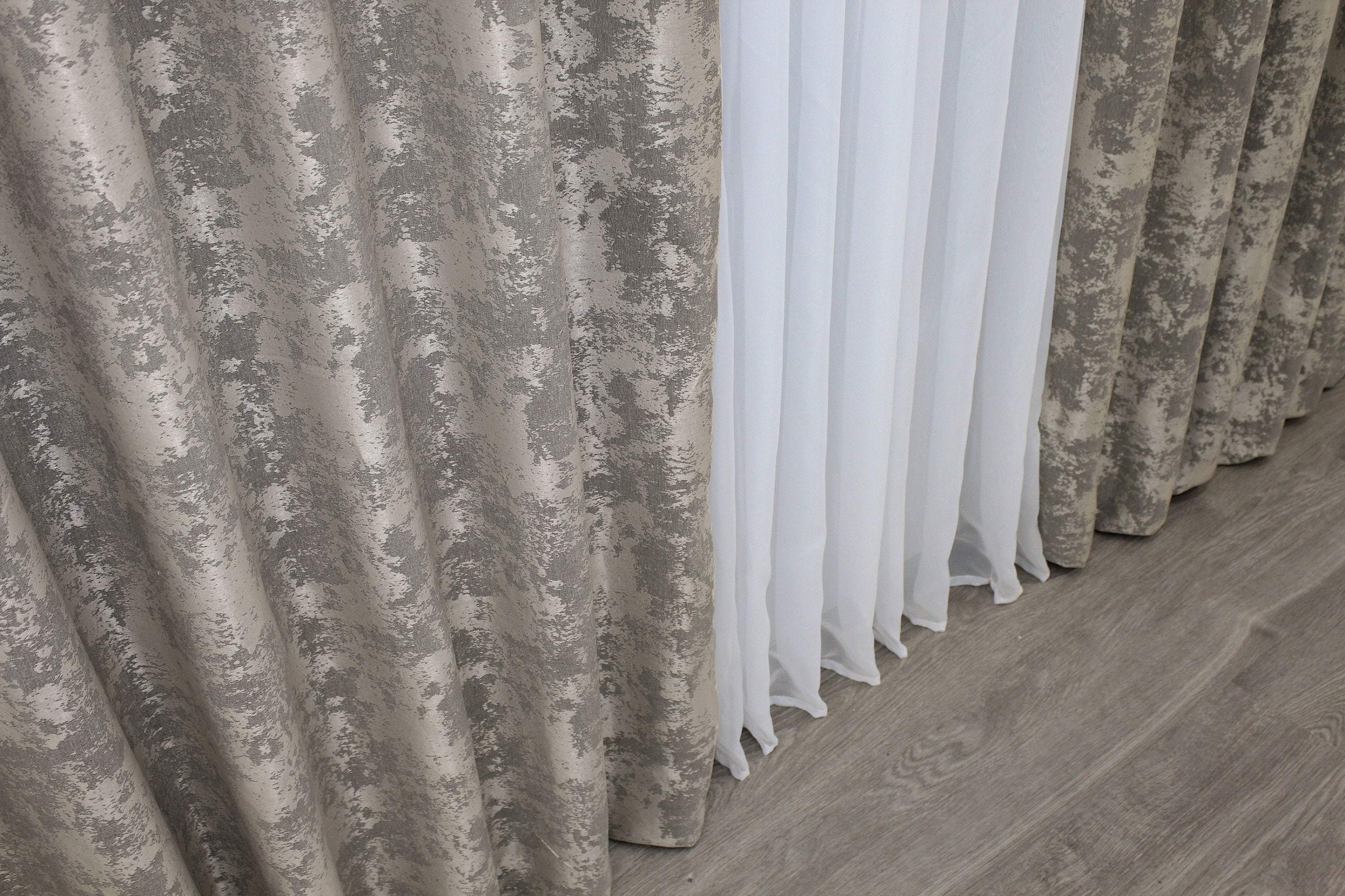 Coffee-gray Color Jacquard Curtains, Luxury Designer Panel for Bedroom ...