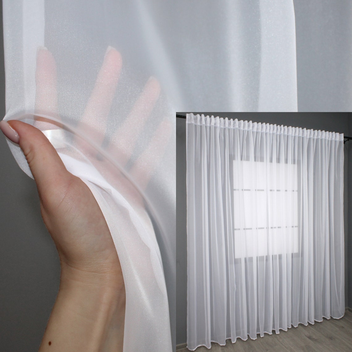 Sheer Chiffon Curtain Panels, Transparent Window Covering, Airy Sheer ...