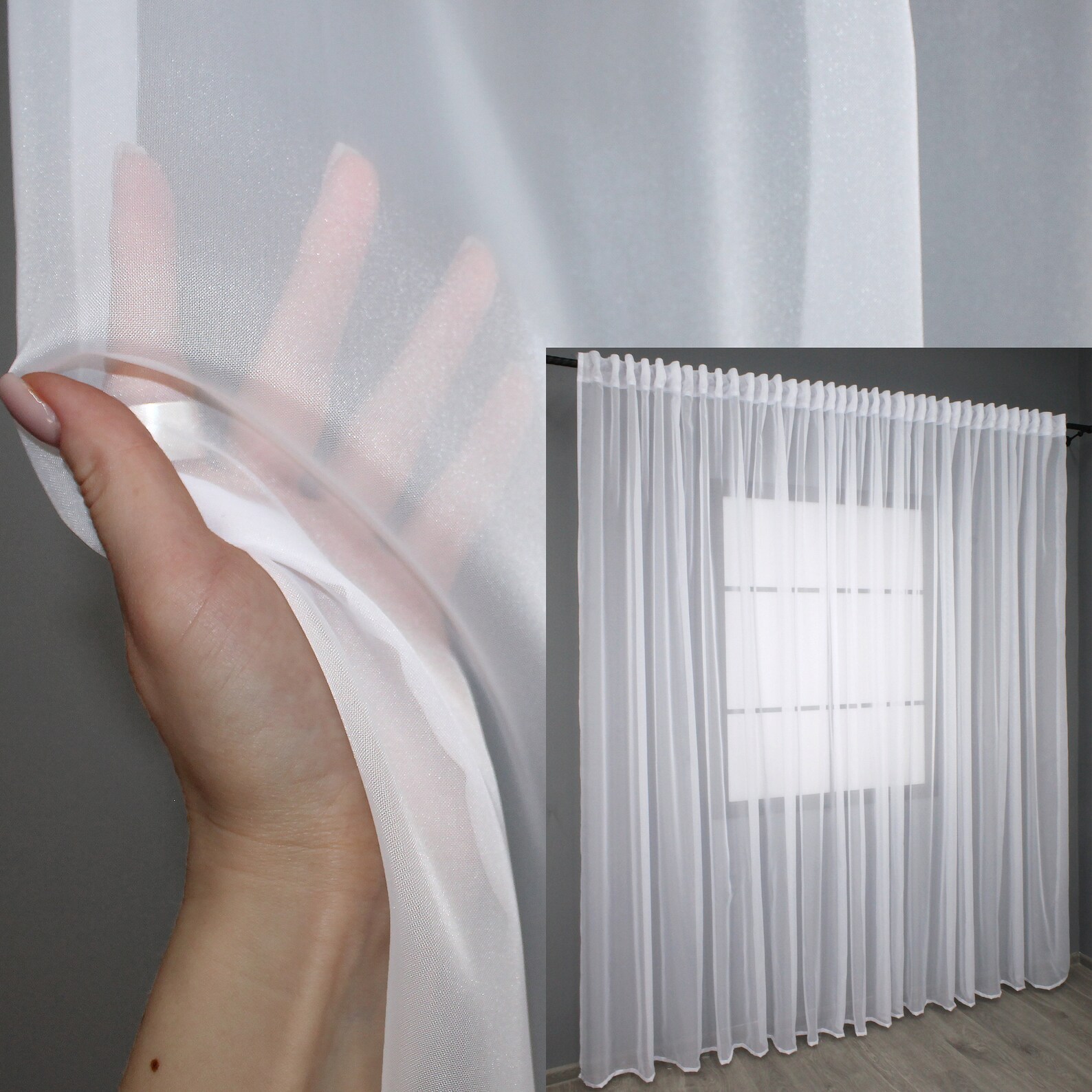 Sheer Chiffon Curtain Panels, Transparent Window Covering, Airy Sheer ...