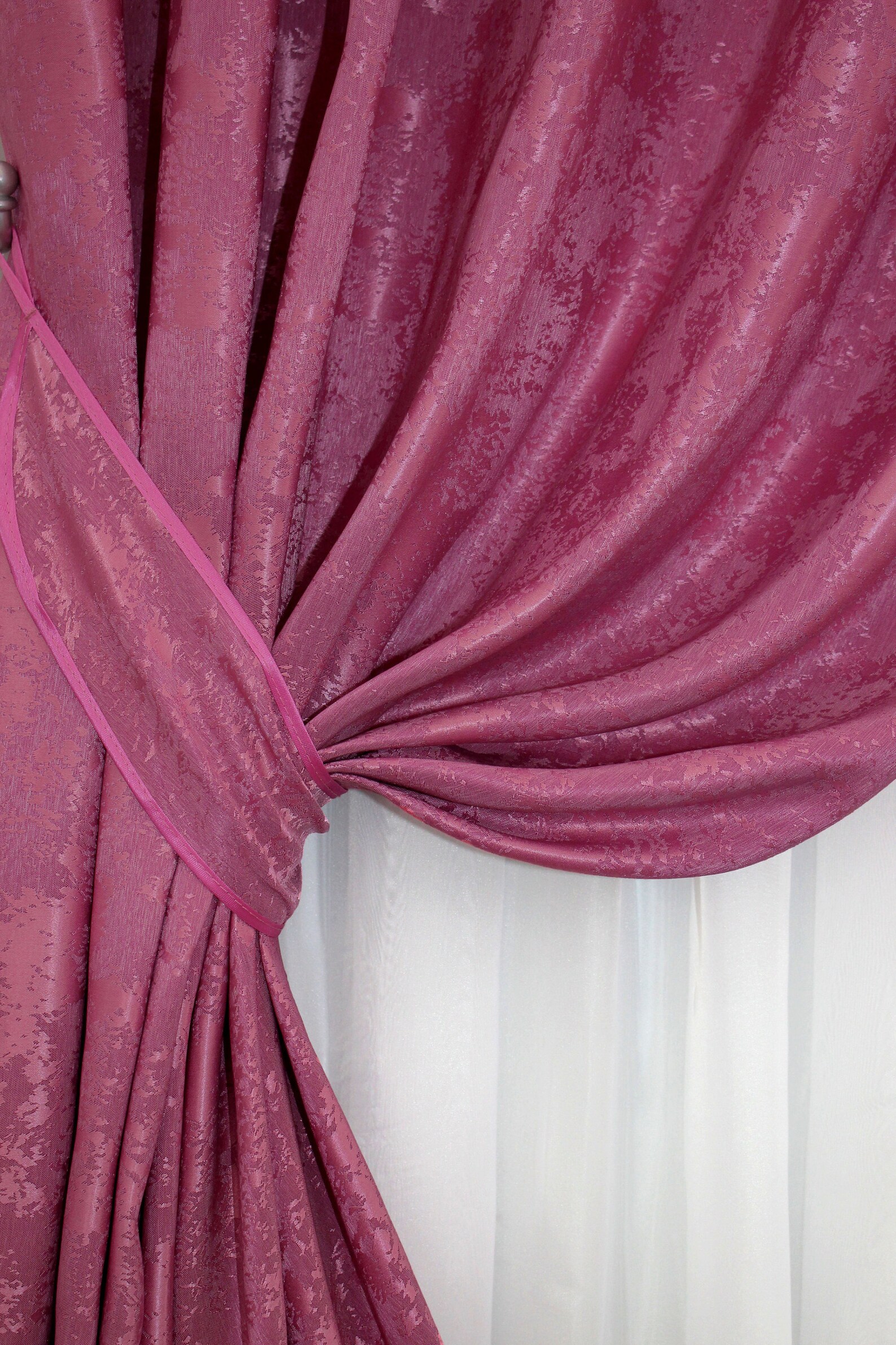Jacquard Living Room Curtains, Custom Made Raspberry Panels, Long ...