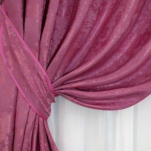 Jacquard Living Room Curtains, Custom Made Raspberry Panels, Long ...
