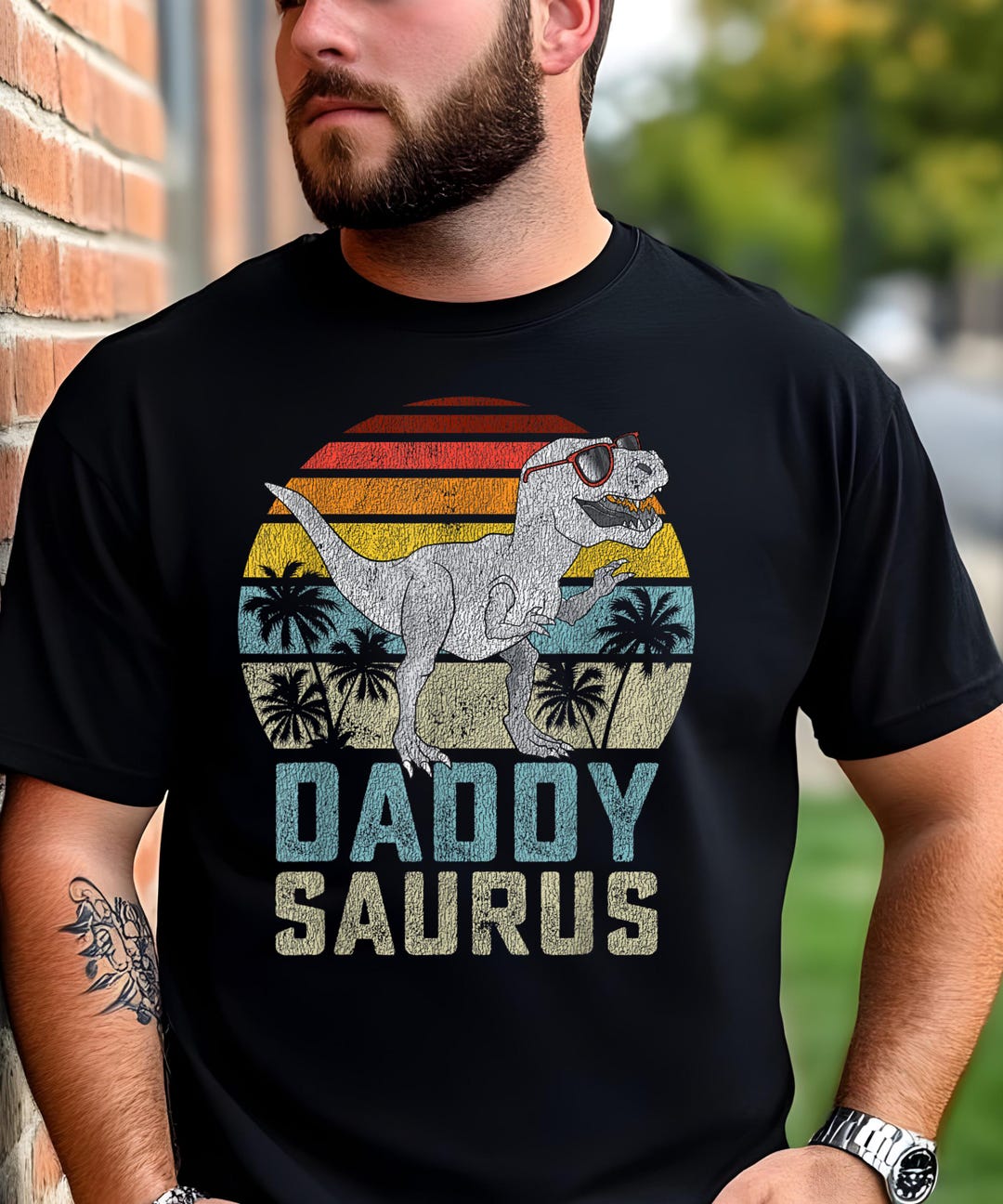Daddysaurus T Rex Funny Vintage Dinosaur Daddy Saurus Father's Day Trex ...