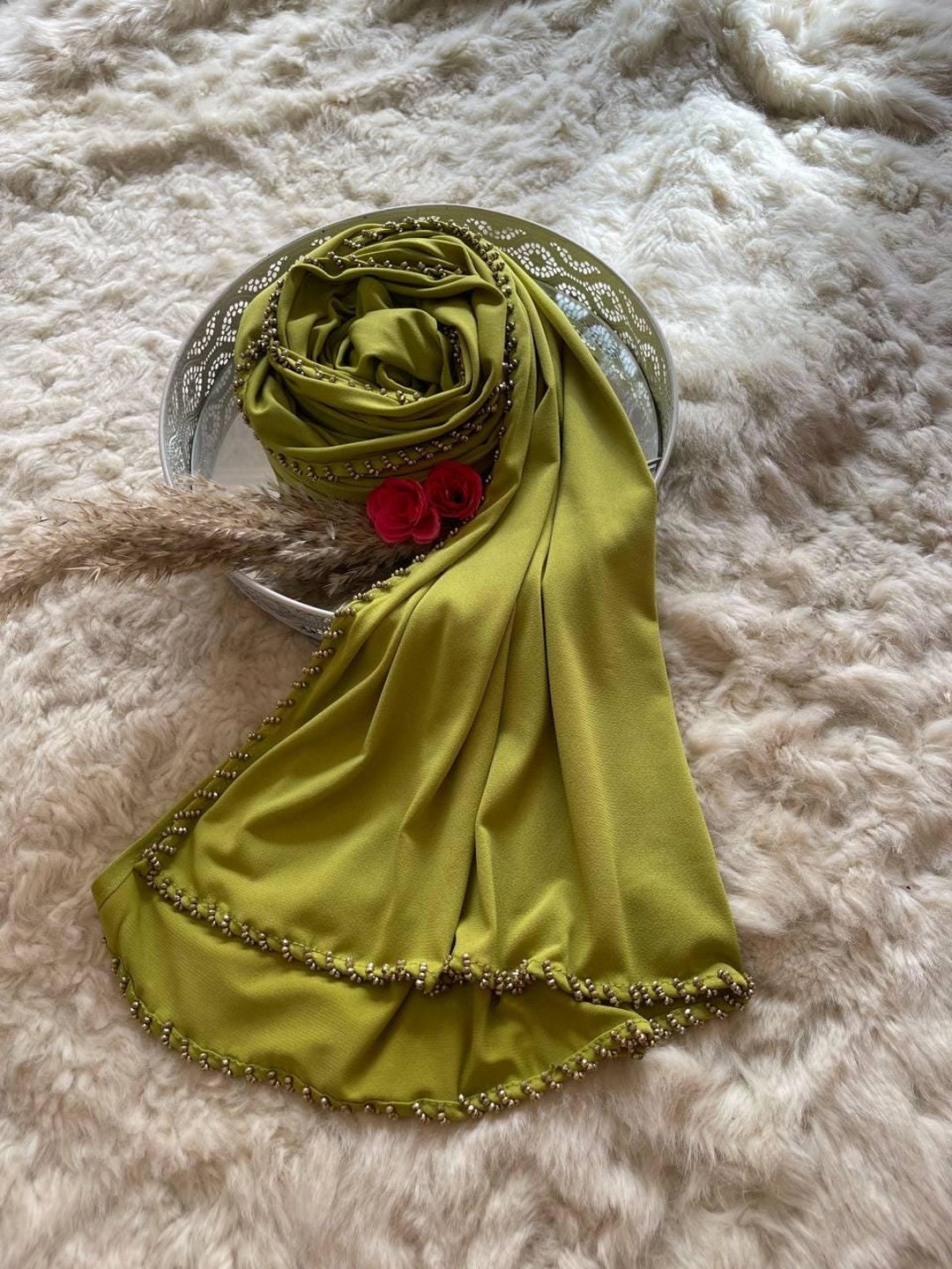 Hijab Decorated Hijab Elegant Hijab Pearl-embellished Hijab Luxury ...