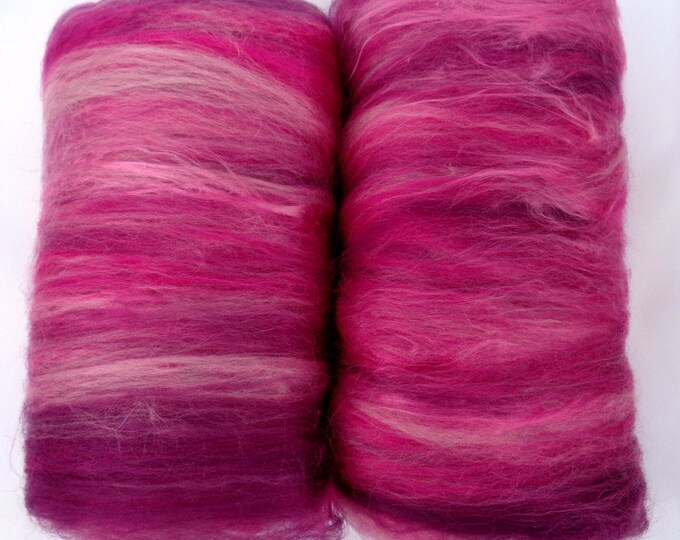Merino Wool Silk Batts Rich Pink Purple Shades, Softest Hand Carded ...
