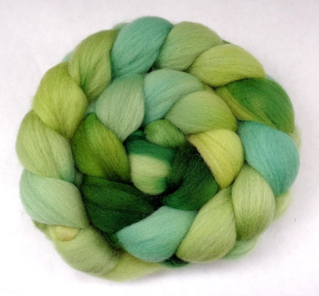 Hand Dyed Merino Wool Roving 100g/3.5oz - Tonal Green - 24 Micron Fiber ...