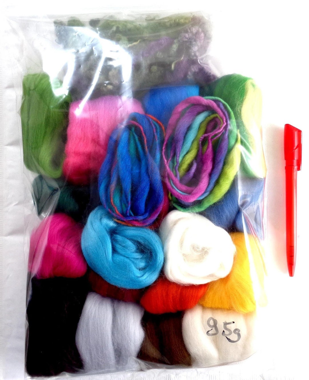 Wool Silk Fiber Bag 95g/3.3oz, for Hand Spinning, Wet/nuno Felting ...