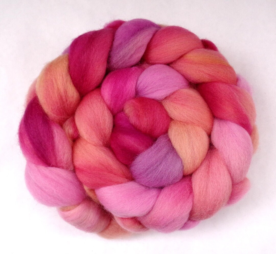 Peach Pink Purple South American Merino Hand Dyed Wool, Roving 24 ...