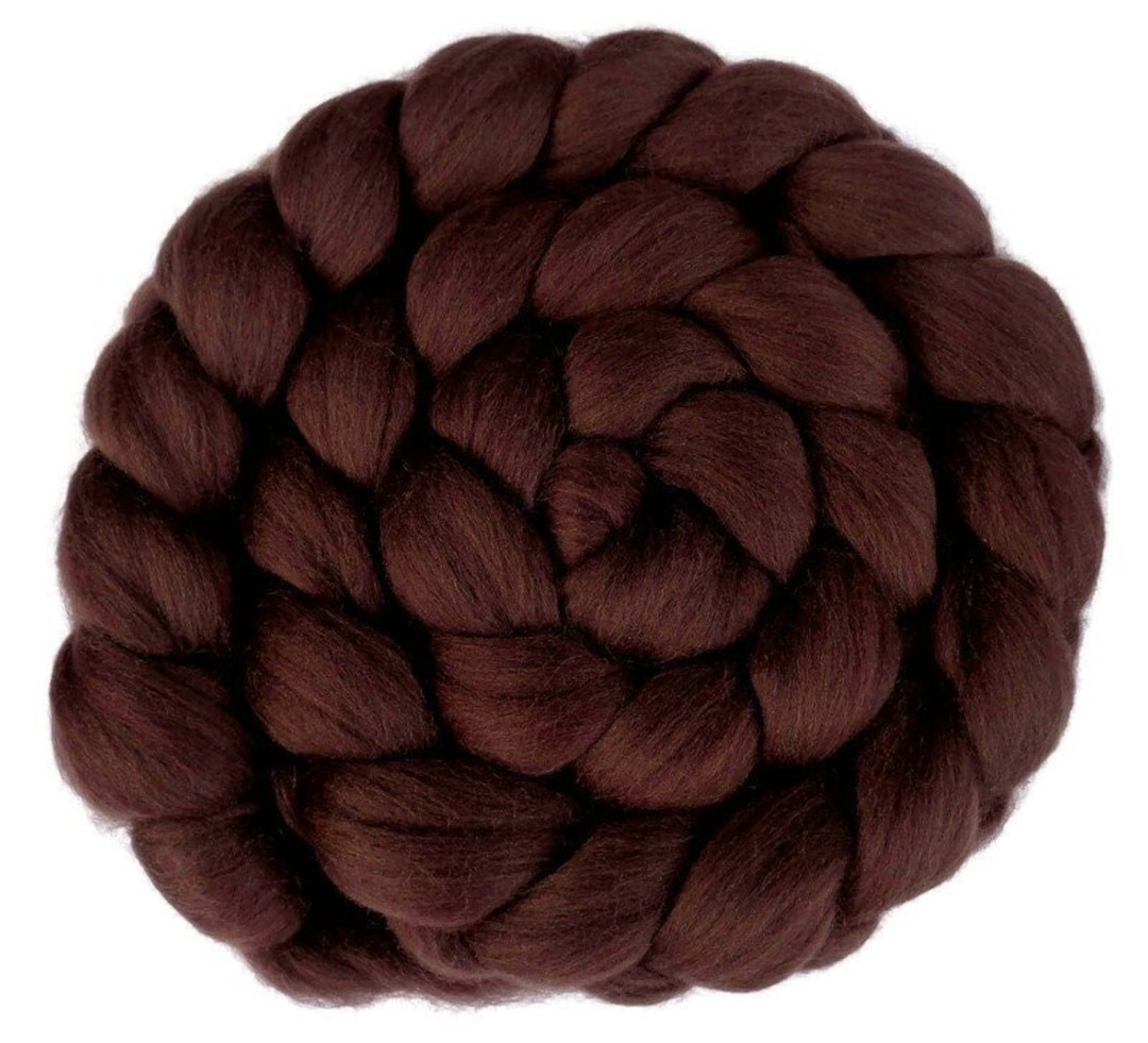 Merino Wool Roving Dark Chocolate Brown 100g/3.5oz, 20micron Hand ...