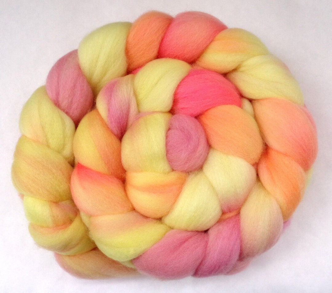 Bright Colors Polwarth Hand Dyed Wool Braid 18-20 Mikron, Roving Fiber ...