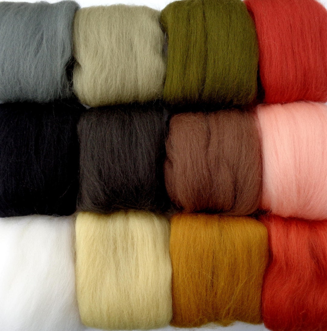 Set of 12 Colors Merino Wool Roving for Needle/wet Felting/doll Hair ...