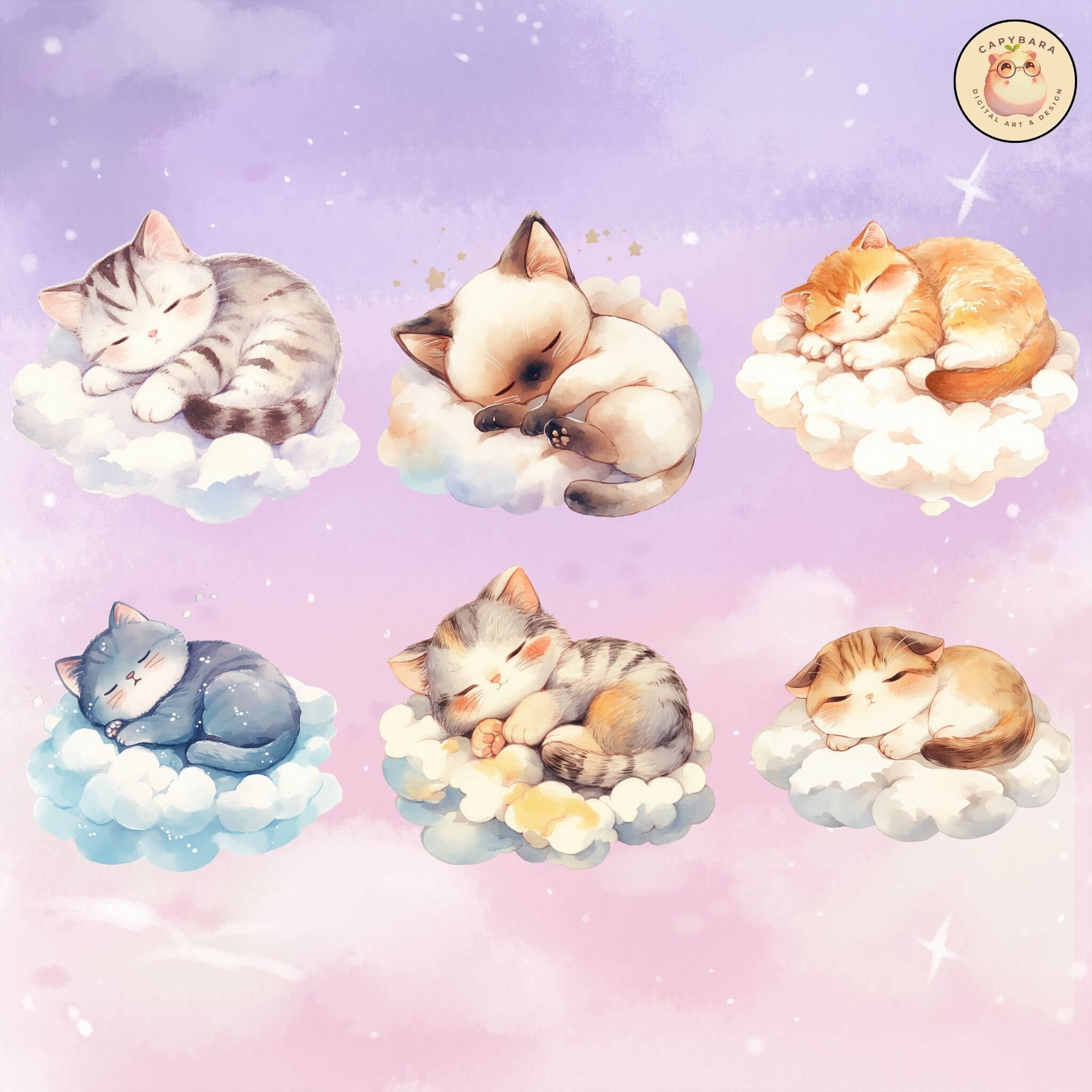 Cats Clipart Bundle Cute Cats 12 PNG & 12 JPG Perfect for Card Making ...