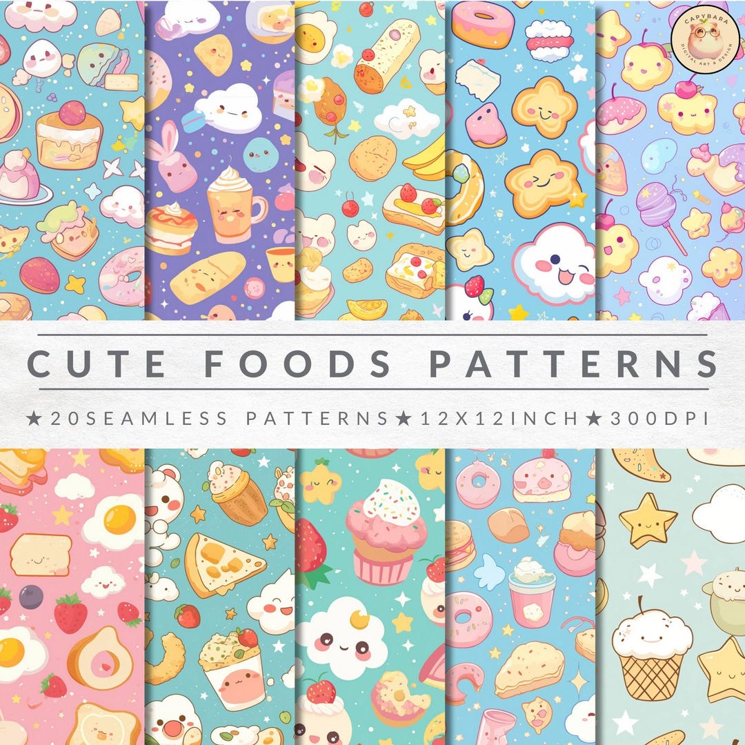 20 Food Seamless Pattern,printable Fast Food Digital Paper Pack. Food ...