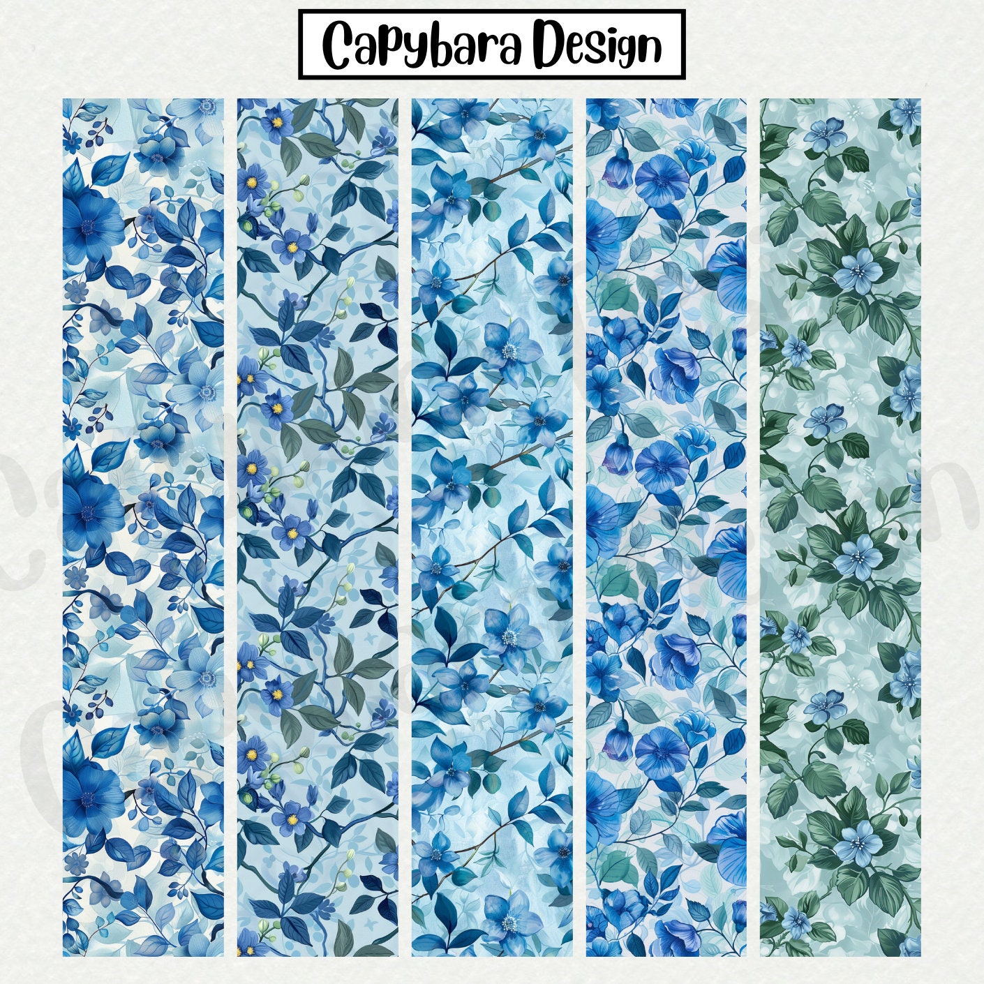 Blue Floral Water Color Digital Paper blue Tone 20 Seamless Romantic ...