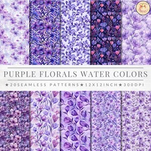 Purple Floral Printable Paper Seamless , Digital Paper, Seamless ...
