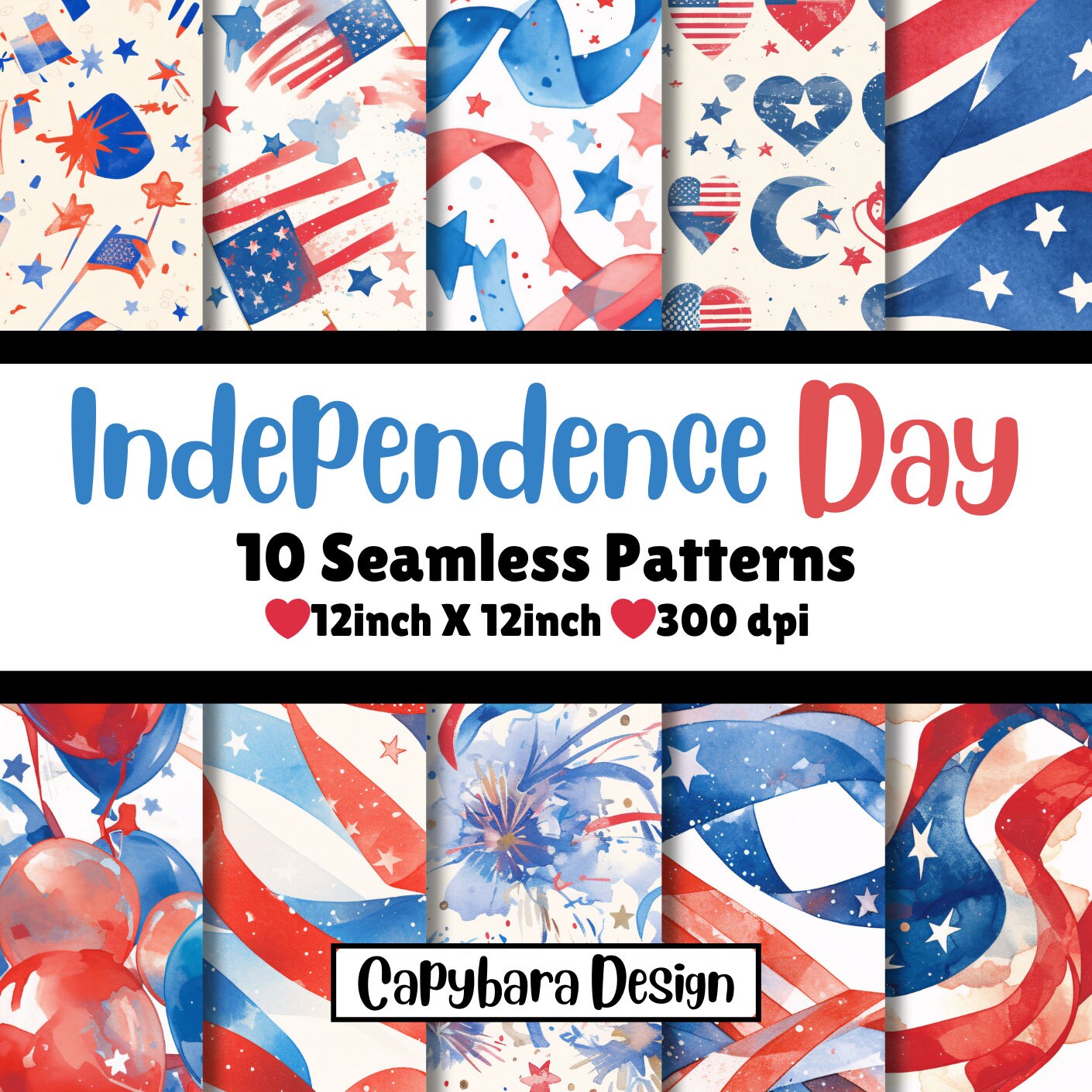JULY 4TH Independence Day , Retro Fourth July Seamless Repeat Pattern ...